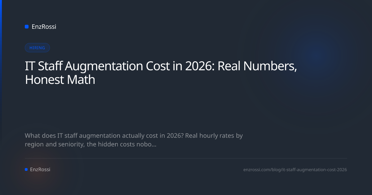 IT Staff Augmentation Cost in 2026: Real Numbers, Honest Math ...